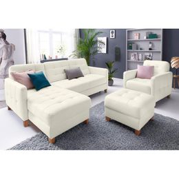 exxpo - SOFA FASHION Ecksofa »Elio, kompakt und komfortabel, bequem und zeitloses Design, L-Form« wahlweise mit Bettfunktion alpine weiss