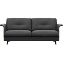 FLEXLUX 2, 5-Sitzer »Glow Sofa, Couch, « Premium-Sitz: Kaltschaum & Federkern, Arml. geölte Eiche, Fuß Alu Deep Black
