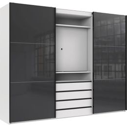 wimex Schwebetürenschrank »Magic by fresh to go« tolles EXTRA: mit drehbarem TV-Element, Fronten aus Glas weiß/Außentüren Grauglas
