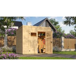 Weka Gartenhaus &raquo;Batu/Nika 1,5&laquo; 28 mm starke Blockbohlen beige Massivholz