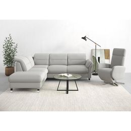 Sit & More SIT&MORE Ecksofa »Grenoble L-Form mit Federkern« wahlweise mit Bettfunktion, Bettkasten, Arm- und Kopfteilverstellung silver