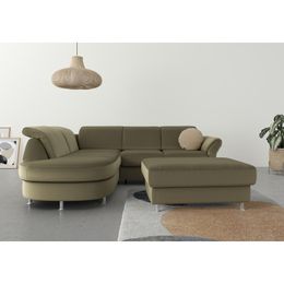 Sit & More SIT&MORE Ecksofa »Apulia L-Form« wahlweise Bettfunktion, Bettkasten und Kopf- und Armteilverstellung olive