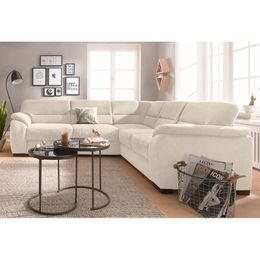 Sit & More SIT&MORE Ecksofa »Montego L-Form« wahlweise mit Bettfunktion und Schubkasten creme