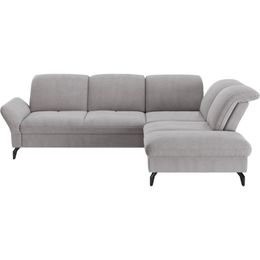 Sit & More SIT&MORE Ecksofa »Leandro L-Form« Wahlweise mit Bett-, Kopfteil - und Armlehnfunktion, sowie Stauraum silber