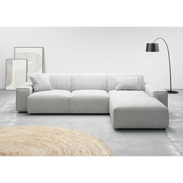 Andas Ecksofa »Glimminge auch in Breitcord, Feincord, Bouclé + Easy care-Bezug« L-Form, Breite 294, Zierkissen silber