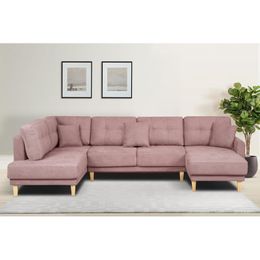 Home Affaire Wohnlandschaft »TRIPLO U-Form wahlweise mit Schlaffunktion, B/T/H: 310/192/90 cm« Schlafsofa, auch mit Bettkasten, Steppung im...