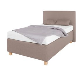 Westfalia Schlafkomfort Boxspringbett mit Zierkissen Strukturstoff beige