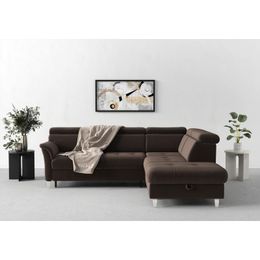Sit & More SIT&MORE Ecksofa »Marano L-Form« inklusive Kopfteilverstellung, wahlweise mit Bettfunktion, Bettkasten espresso