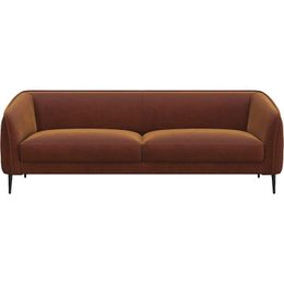 FLEXLUX 3-Sitzer &raquo;Belle Designsofa, Couch, bequem durch Kaltschaum im Sitz&laquo; Skandinavisches Design, In hochwertiger Verarbeitung Cognac