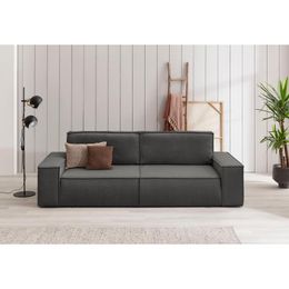 Home Affaire 3-Sitzer »SHERWOOD Schlafsofa (257cm) Cord, Samtvelours, Vintage-Lederoptik« Schlaffunktion mit Bettkasten (ca. 136/200cm) Anthrazit