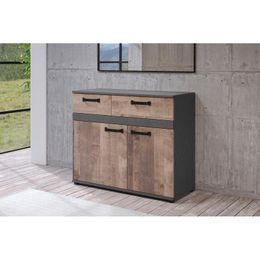 TRENDTEAM Kommode »Stripe« Rustikales Sideboard mit 2 Schubladen - (B/T/H) 100/41/83 cm Eiche Tabak Melamin/Matera Melamin
