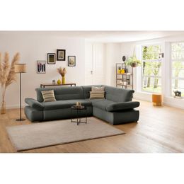 Inosign Ecksofa »Avesa L-Form« Wahlweise mit Arm- und Bettfunktion, B/T/H: 275/211/80 cm dunkelgrün