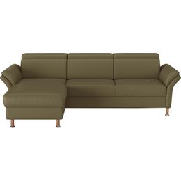 Home Affaire Ecksofa »Calypso L-Form« mit motorischen Funktionen im Sofa und Recamiere olive