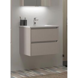 Welltime Waschtisch &raquo;Urban&laquo; mit Keramik Waschbecken, 2 Schubladen mit Softclose, Breite 60 cm beige Holzwerkstoff, Keramik, Kunststoff, MDF