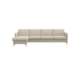 FLEXLUX Ecksofa »Fiore, super Sitzkomfort durch Kaltschaum im Sitz, L-Form« schmale Armlehnen, Füße Alu+ Eiche Off White