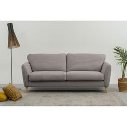 Home Affaire 3-Sitzer »MARSEILLE 3er Sofa 206 cm, Cord, Flachgewebe, Struktur, Webstoff« Massivholzbeine Eiche, Landhausstil, Wellenunterfederung...