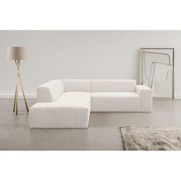 WERK2 Ecksofa &raquo;Zeus-M, tolles Sofa mit sch&ouml;nen Details, L-Form&laquo; Curvy Trend Garnitur, urbane Optik, komfortable Wellenunterfederung beige 100% 