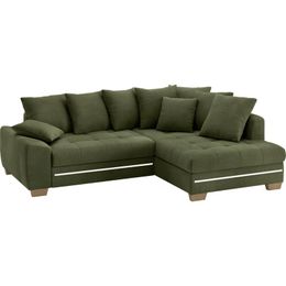Ecksofa &raquo;Nikita II, L-Form&laquo; mit RGB-LED Beleuchtung, wahlweise mit Bett, Bettkasten, Kaltschaum gr&uuml;n Memphis (Grundgewebe - 100% Polyester; 