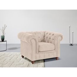 Home Affaire Sessel &raquo;Chesterfield B/T/H: 105/69/74 cm&laquo; mit hochwertiger Knopfheftung, auch in Leder beige 100% Polyester