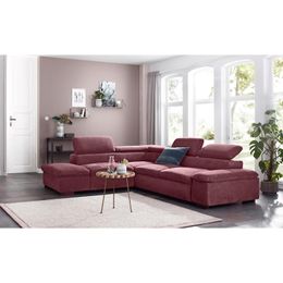 Home Affaire Ecksofa »Alberto L-Form« mit Kopfteilverstellung, wahlweise mit Bettfunktion chianti