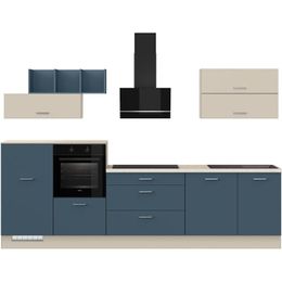IMPULS KÜCHEN Küchenzeile »"New York", Schubkästen mit Soft-Close, « Set, wählbare Ausrichtung, Soft-Close-Schubkästen, Breite 320 cm Küche: blau...