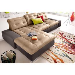 Sit & More sit&more Ecksofa &raquo;Palomino L-Form&laquo; wahlweise XL oder XXL und mit Bettfunktion braun Kunstleder SOFTLUX /Struktur (100% Polyester);Kunstleder SOFTLUX /