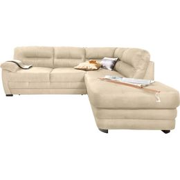 COTTA Ecksofa &raquo;Royale L-Form&laquo; wahlweise mit Bettfunktion beige Luxus-Kunstleder, frei im Raum stellbar;Luxus-Microfaser (100% Polyester), frei im Raum