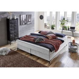 ATLANTIC HOME COLLECTION Boxspringbett &raquo;Romy&laquo; ohne Kopfteil, frei im Raum stellbar grau Bezug Bettbox und Obermatratze: Strukturstoff (90% Polyester, 