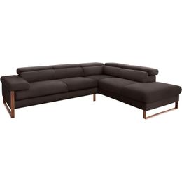 W.Schillig Ecksofa &raquo;finn, Designsofa mit tollem Sitzkomfort, bequem, L-Form&laquo; German Design Award 2016, Fu&szlig;gestell Nussbaum natur, Breite 281 cm braun 