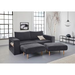 LOOKS by Wolfgang Joop 3, 5-Sitzer »Looksvb« Verwandlungssofa: aus Sofa wird Sofa mit 2 Hockern, mit Regalfunktion dunkelblau