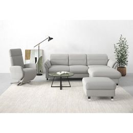 Sit & More SIT&MORE Ecksofa »Grenoble L-Form mit Federkern« wahlweise mit Bettfunktion, Bettkasten, Arm- und Kopfteilverstellung silver