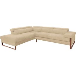 W.Schillig Ecksofa &raquo;finn, Designsofa mit tollem Sitzkomfort, bequem, L-Form&laquo; German Design Award 2016, Fu&szlig;gestell Nussbaum natur, Breite 281 cm beige 