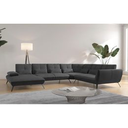 Places of Style Wohnlandschaft &raquo;Mikado U-Form&laquo; inkl. Sitztiefenverstellung und Armteilverstellung grau 100% Polyester