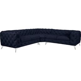 LEONIQUE Chesterfield-Sofa »Ecksofa GLYNIS L-Form mit Wellenunterfederung, Maße B/T/H 264/264/75cm« aufwändige Knopfheftung, moderne Chesterfield...