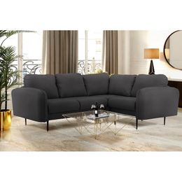 Home Affaire Leonique Ecksofa »Skidi L-Form« mit losen Rückenkissen und Keder oben auf der Armlehne anthrazit Korpus/Basismaterial: 100% Polyester....