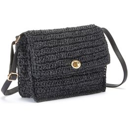 Vivance Umhängetasche »Handtasche« Minibag, Henkeltasche, Bast-Optik, Sommertasche, Crossbody Bag schwarz