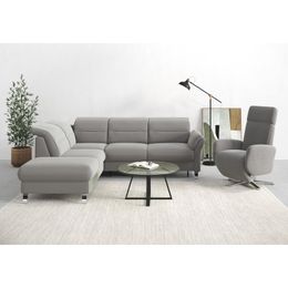 Sit & More SIT&MORE Ecksofa »Grenoble L-Form mit Federkern« wahlweise mit Bettfunktion, Bettkasten, Arm- und Kopfteilverstellung grau