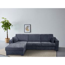 Home Affaire Ecksofa »Roma "L" Dauerschlaffunktion, mit Unterfederung« Matratzenhöhe 14cm, , Liegemaße ca 163x198 cm, L-Form dunkelblau
