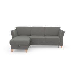 Sit & More SIT&MORE Ecksofa »Visby L-Form« Wahlweise mit Bettfunktion und Bettkasten, frei im Raum stellbar grau