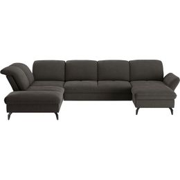 Sit & More sit&more Wohnlandschaft &raquo;Leandro U-Form&laquo; Wahlweise mit Bett-, Kopfteil - und Armlehnfunktion, sowie Bettkasten grau 100% Polyester