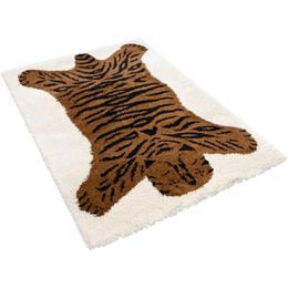 PRIMAFLOR-IDEEN IN TEXTIL Kinderteppich »NOMAD - Tiger« rechteckig 35 mm Höhe Hochflor, Motiv Tiger, weich & kuschelig, Kinderzimmer wollweiß...