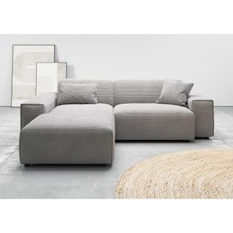 Andas Ecksofa »Glimminge L-Form auch in Breitcord, Feincord + Easy care-Bezug, « Breite 234, Zierkissen grey