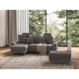 Sit & More SIT&MORE Ecksofa »Padua L-Form« inklusive Sitztiefenverstellung, Armteilfunktion und Federkern grau
