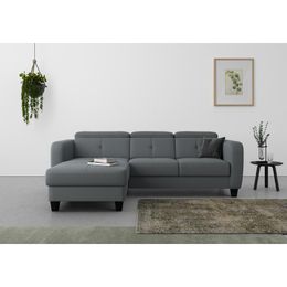 Sit & More SIT&MORE Ecksofa »Belluci L-Form« inklusive Federkern, wahlweise mit Bettfunktion und Bettkasten grau