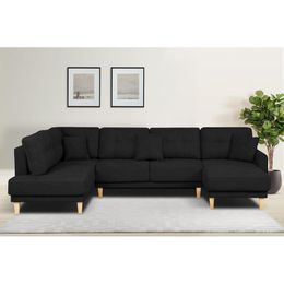 Home Affaire Wohnlandschaft »TRIPLO U-Form wahlweise mit Schlaffunktion, B/T/H: 310/192/90 cm« Schlafsofa, auch mit Bettkasten, Steppung im...