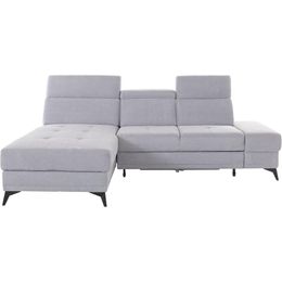 Home Affaire Ecksofa &raquo;Cardiz L-Form&laquo; inkl.Kopfteilverstellung und Federkern wahlweise mit Bettfunktion silber Webstoff (100% Polyester);Luxus-