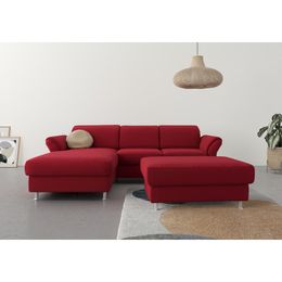 Sit & More sit&more Ecksofa &raquo;Apulia L-Form&laquo; wahlweise Bettfunktion, Bettkasten und Kopf- und Armteilverstellung rot Webstoff (100% Polyester);Struktur weich (90%
