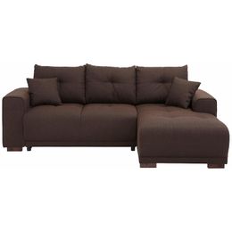 Home Affaire Ecksofa &raquo;Viborg L-Form&laquo; mit Regal in der Armlehne, wahlweise mit Bettfunktion braun Struktur (100% Polyester);Struktur fein ( 100% 
