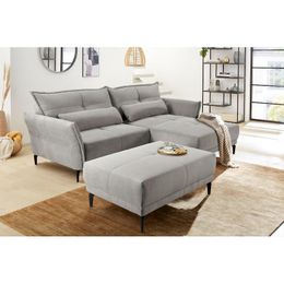 Jockenh&ouml;fer Ecksofa &raquo;Tropea L-Form&laquo; Wellenfederung,Ottomane links/rechts montierbar,frei im Raum stellbar grau Korpus: 100% Polyester;Kissen: 100% Polyester