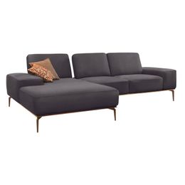 W.Schillig Ecksofa &raquo;run, Designsofa mit tollem Sitzkomfort, bequem, L-Form&laquo; mit Holzsockel, F&uuml;&szlig;e in Bronze pulverbeschichtet, Breite 279 cm grau 